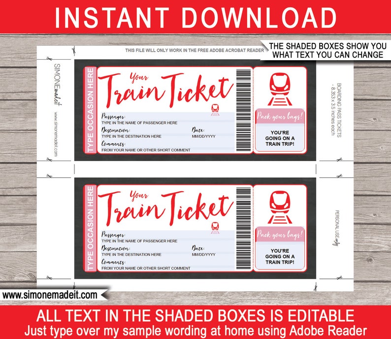 Editable Train Ticket Template