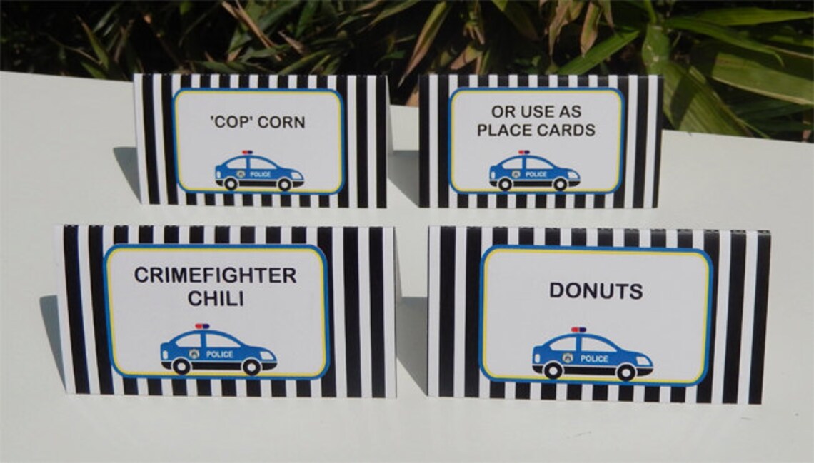 Police Party Food Labels Template Printable Police Car - Etsy