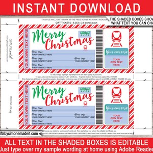 Christmas Train Ticket Printable Template Boarding Pass Gift - Surprise ...