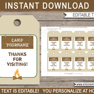 Camping Birthday Party Decorations: Editable Campout Invitation Set ...