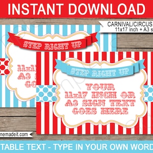 Circus Game Signs Template - Printable Carnival Circus Theme Birthday ...