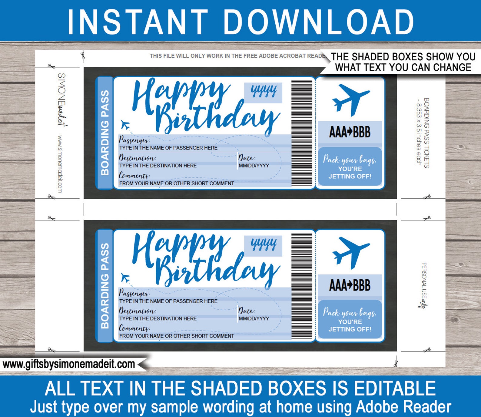 Printable Boarding Pass Surprise Trip Reveal Birthday Gift - Etsy Canada