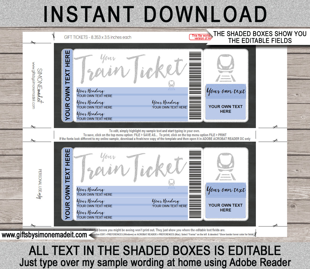 Printable Train Ticket Template Fake Boarding Pass Gift - Etsy Canada
