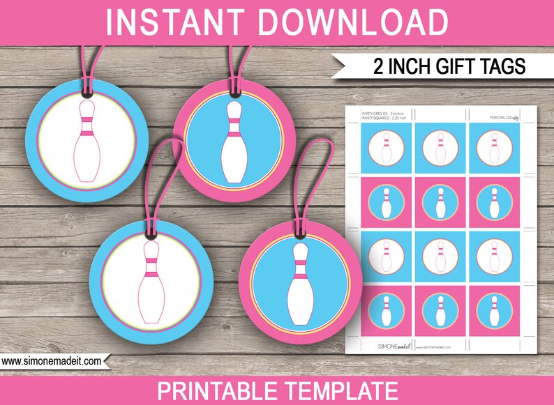 Printable Bowling Birthday Cupcake Toppers: Pink Party Decorations ...