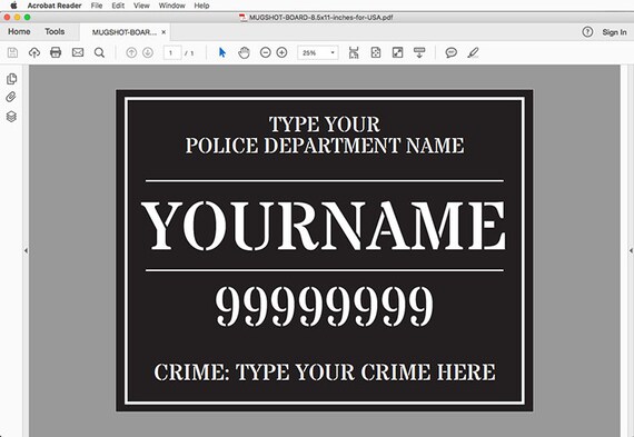 Printable Mugshot Sign Template Printable Coloring Pages
