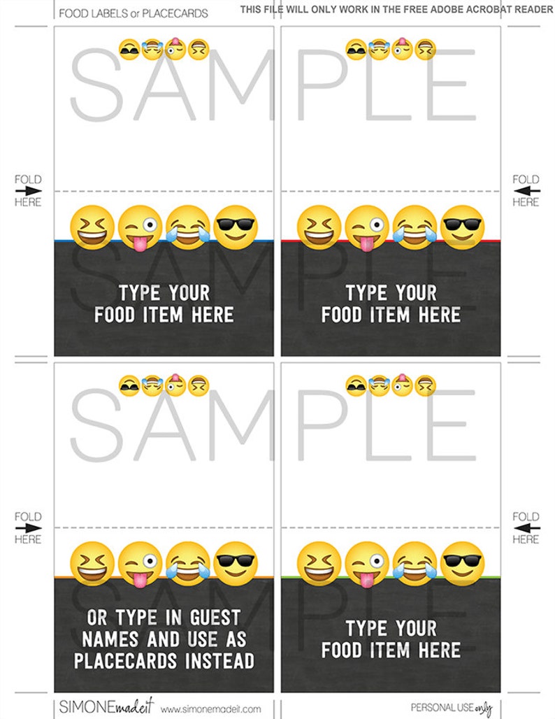 Emoji Food Labels Template Printable Boys Theme Birthday - Etsy
