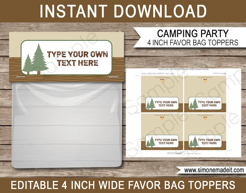 Camping Party Printables Templates Printable Decorations & - Etsy
