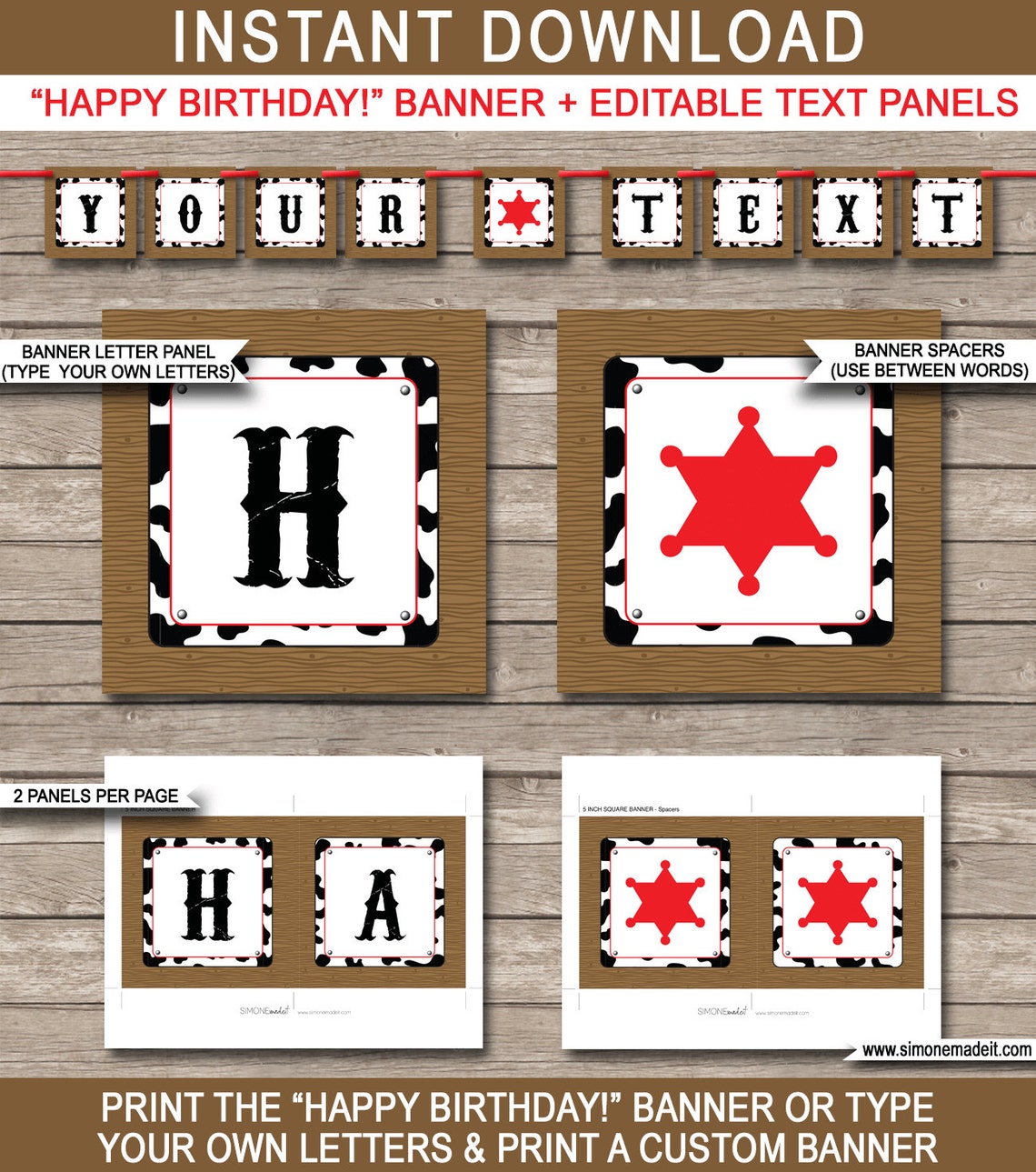 Cowboy Party Banner Template Printable Country Western - Etsy