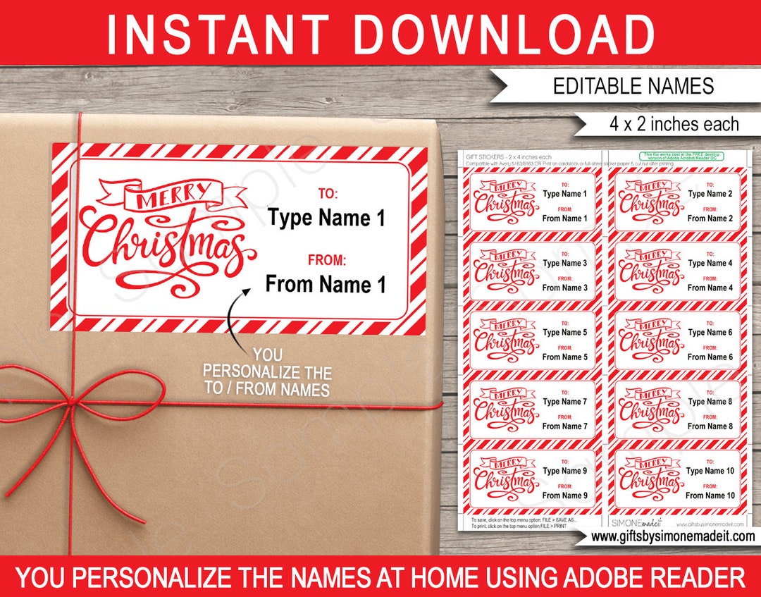 Christmas Gift Tags Printable Template - Labels Stickers - Family Work ...