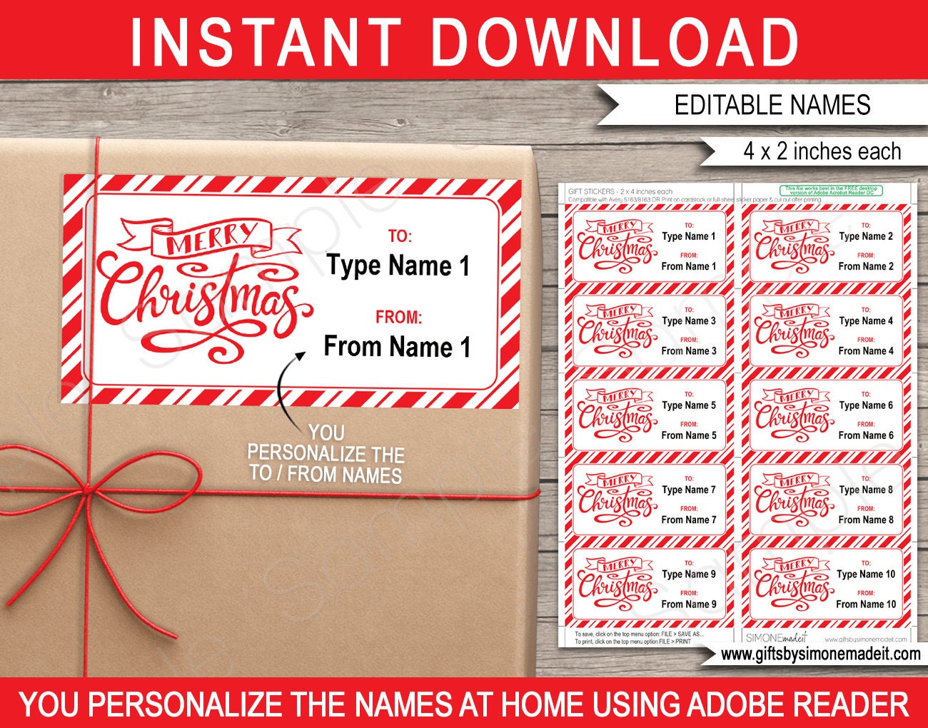 Christmas Gift Tags Printable Template - Labels Stickers - Family Work ...