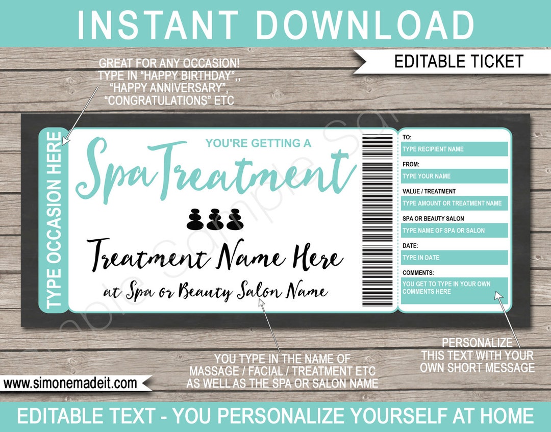 Editable Spa Gift Voucher Template: Chalkboard Design (instant Download ...