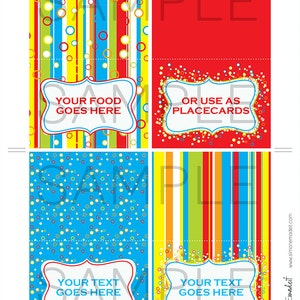Editable Food Labels - Colorful Food Buffet Tags - Placecards ...