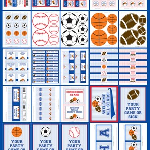 Sports Theme Party Template Bundle + Invitation - Printable All Star ...
