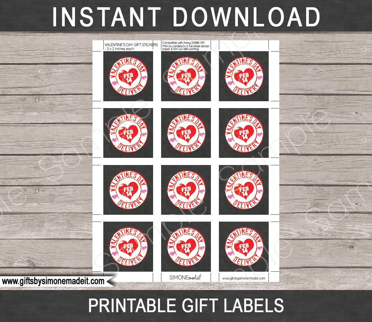 Valentines Day Gift Tags Printable Templates Labels Stickers | Etsy