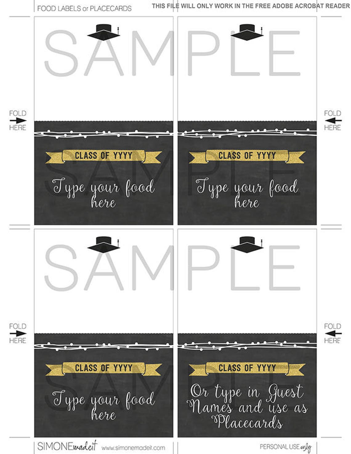Graduation Food Labels Printable Graduation Party - Etsy