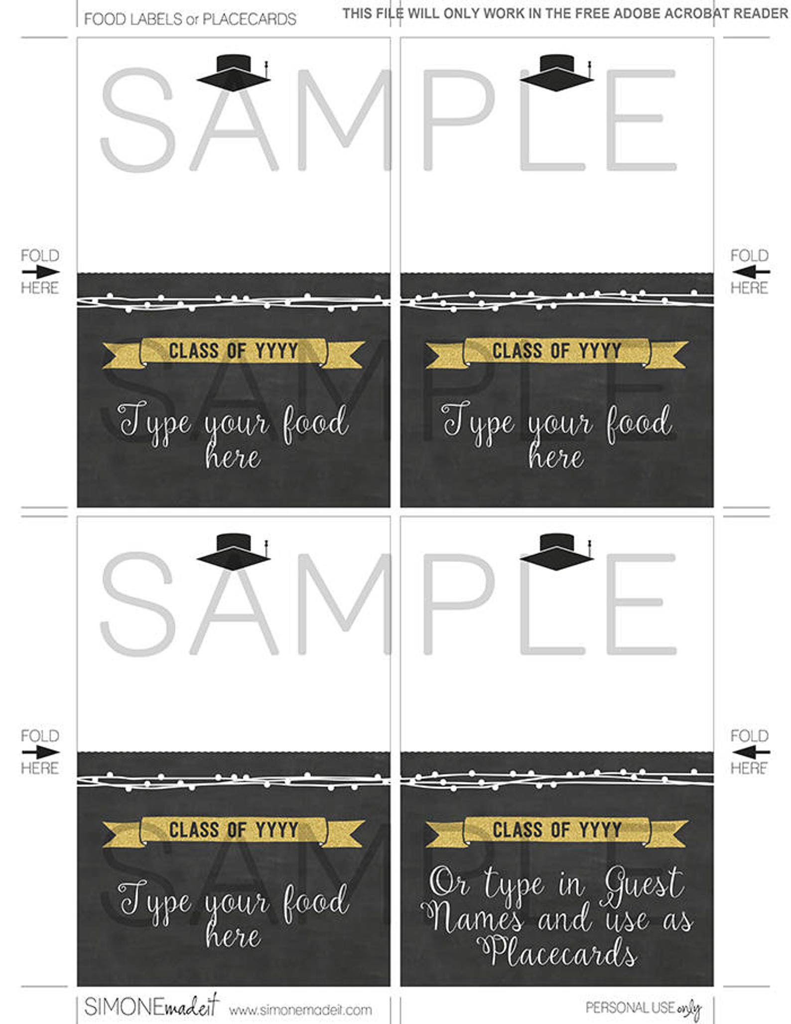 Graduation Food Labels Printable Graduation Party - Etsy