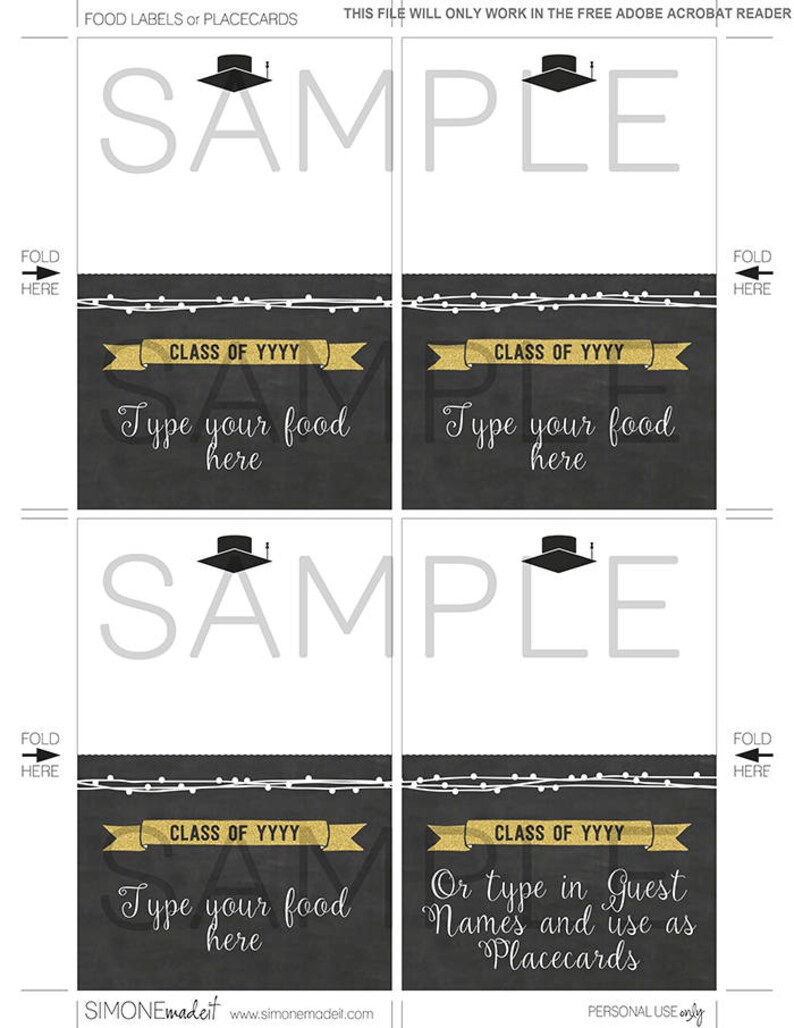 Graduation Food Labels Printable Graduation Party - Etsy