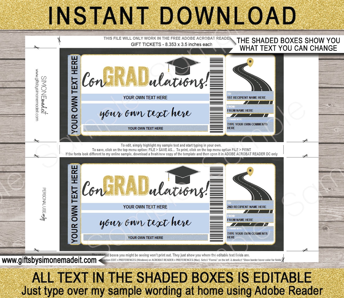 Road Trip Template Surprise Grad Trip Reveal Printable ...
