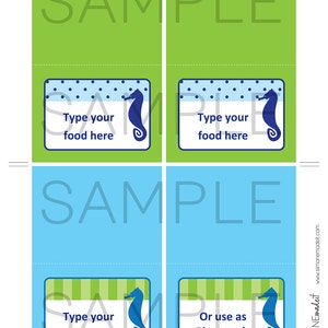 Under the Sea Food Labels - Buffet Tags - Tent Cards - Party ...