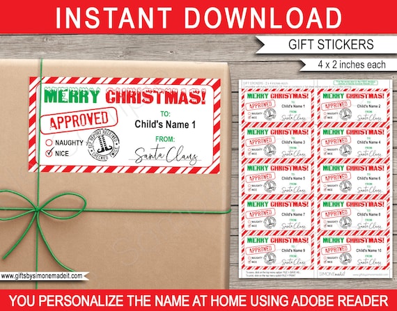 Santa Gift Tags Printable Template - Christmas Labels for Kids - from ...