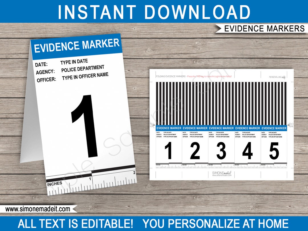 Police Evidence Markers Template - Printable Birthday Party Decorations ...