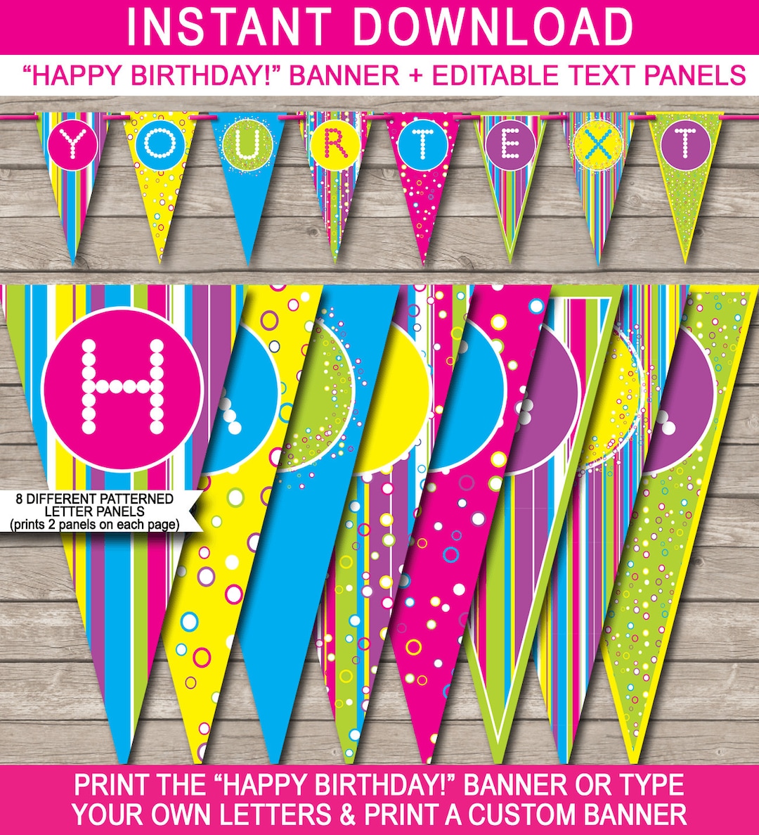 Colorful Birthday Banner Template - Printable Happy Birthday Party ...