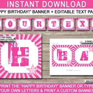 Rock Star Party Decorations & Invitation Bundle (editable Text, Instant ...