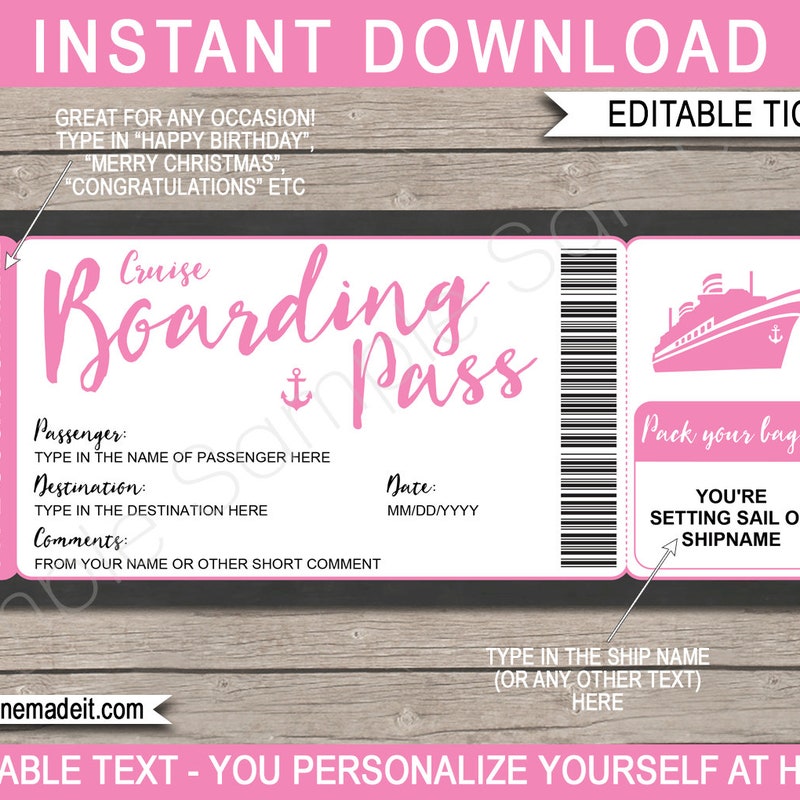 Cruise Ship Boarding Pass Invitation - Etsy