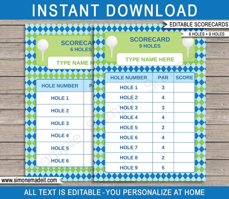 Editable Golf Scorecard: 6 & 9 Holes (printable PDF) - Etsy
