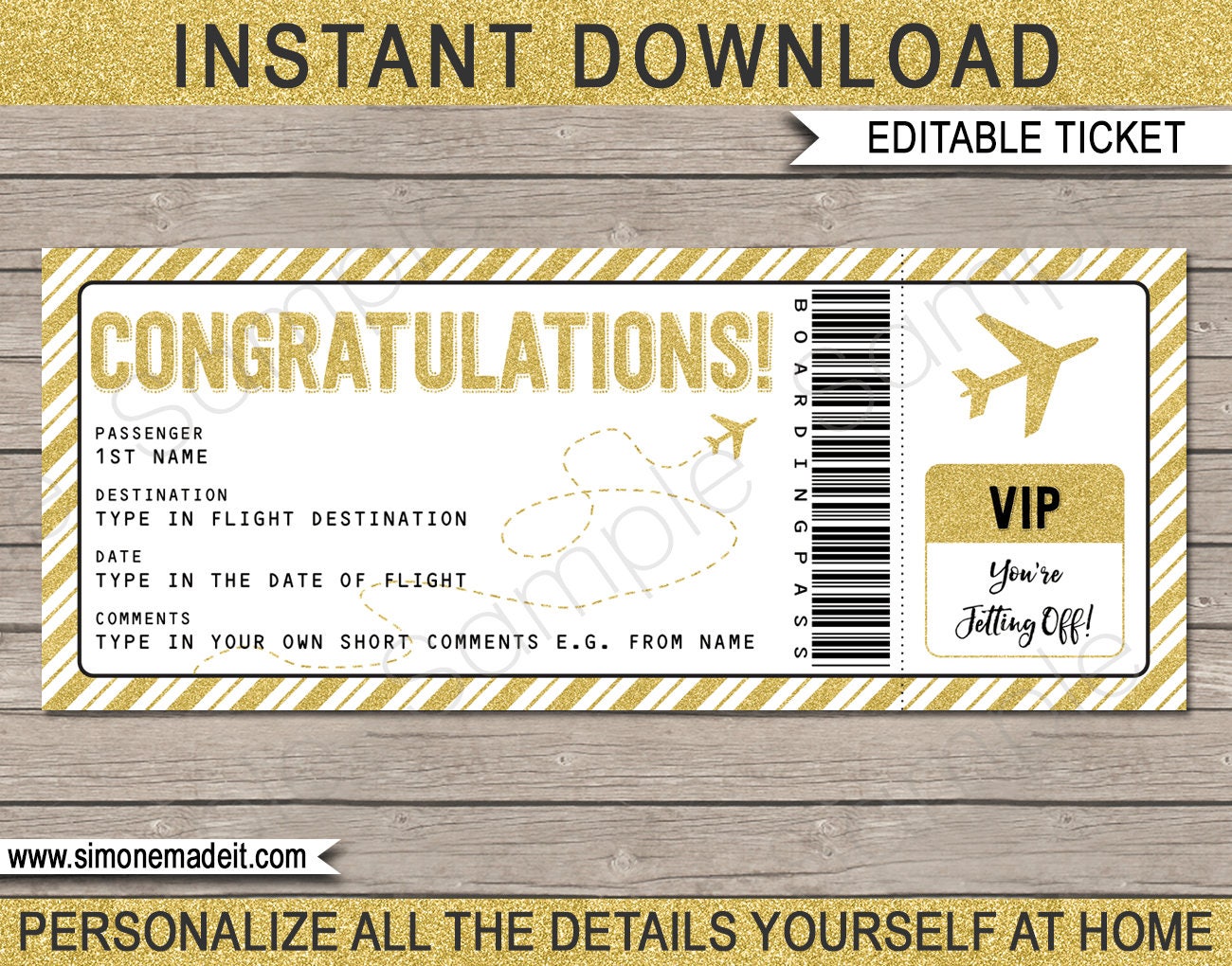 Congratulations Gift Boarding Pass Ticket Printable Plane | Etsy
