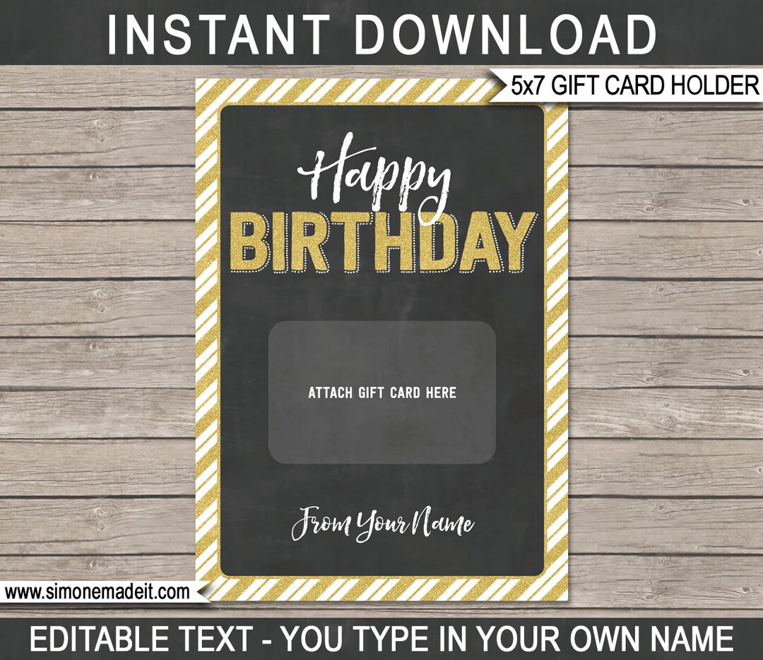 Printable Birthday Gift Card Holder Template - Happy Birthday - INSTANT ...