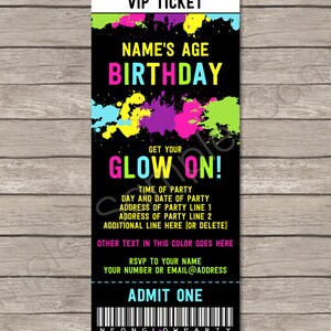 Glow Theme Party Decoration Template Bundle + Invitation - Printable ...