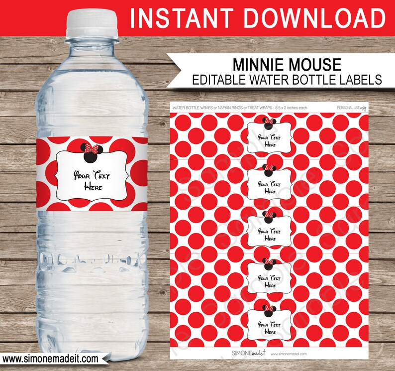 Red Minnie Mouse Printable Decorations & Invitation Template - Etsy