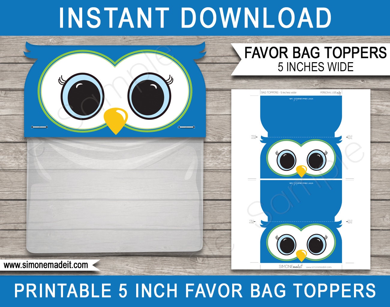 Owl Favor Bag Toppers Template Printable Birthday Party - Etsy