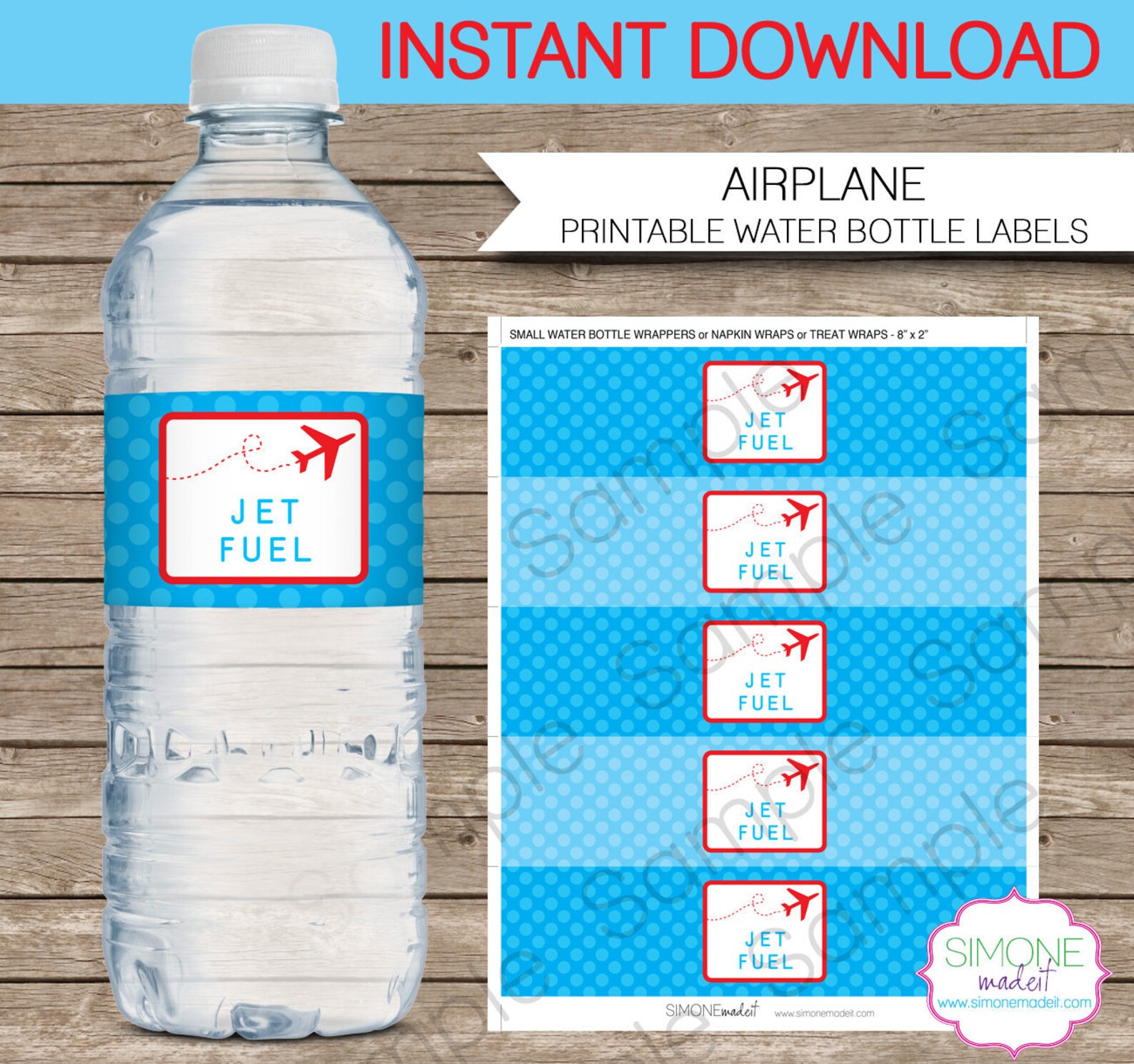 Airplane Party Water Bottle Labels Airplane Party | Etsy
