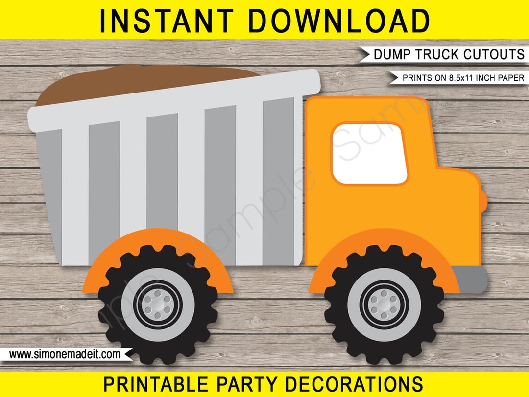 Construction Truck Cutouts: Printable Birthday Party Decor (digital PDF ...