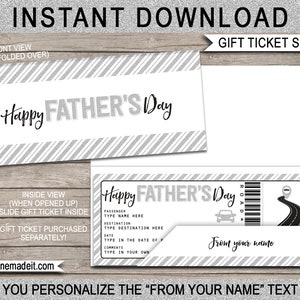 Fathers Day Ticket Sleeve Printable Template - Father's Day Gift ...