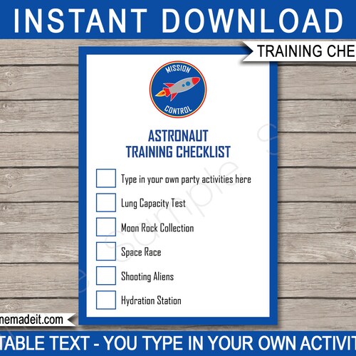 Space Party Astronaut Training Pass Template Printable - Etsy
