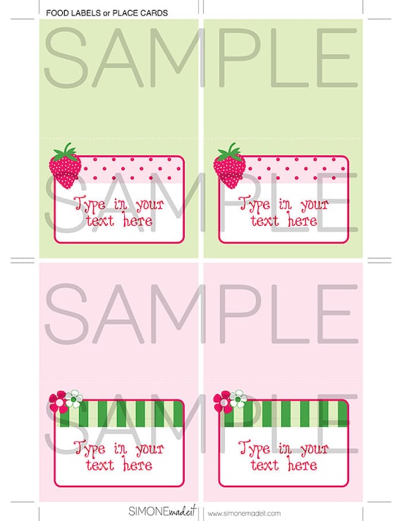 Strawberry Shortcake Printable Labels DIY Strawberry Shortcake