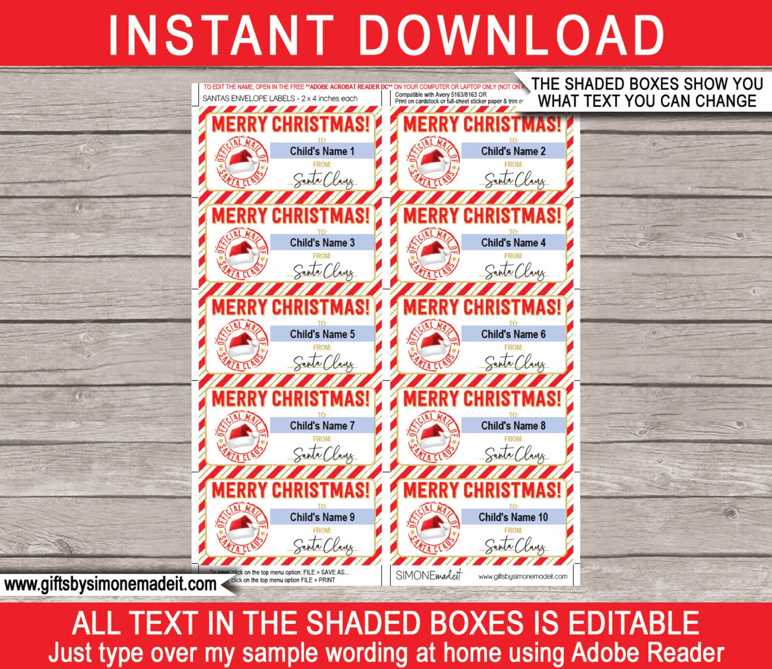 Printable Letter From Santa & Envelope Labels Template From - Etsy