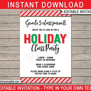 Holiday Party Invitations Template - Printable Invites - INSTANT ...