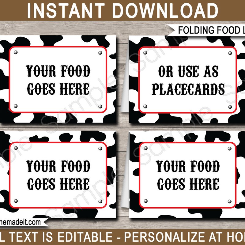 Western Food Label - Etsy