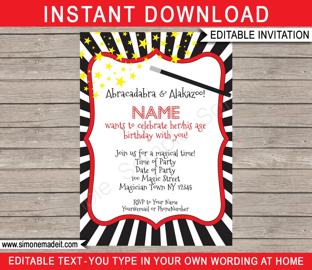 Magic Invitation Template Printable Magic Birthday Party - Etsy