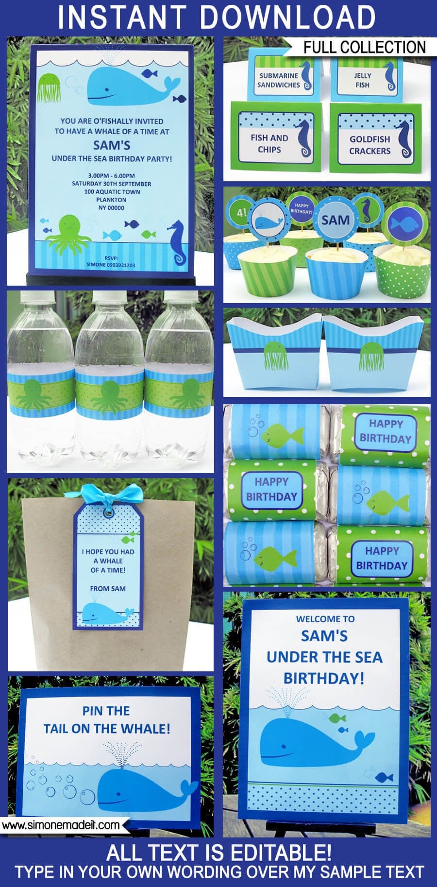Under the Sea Birthday Party Decorations: Editable Ocean Theme (INSTANT ...