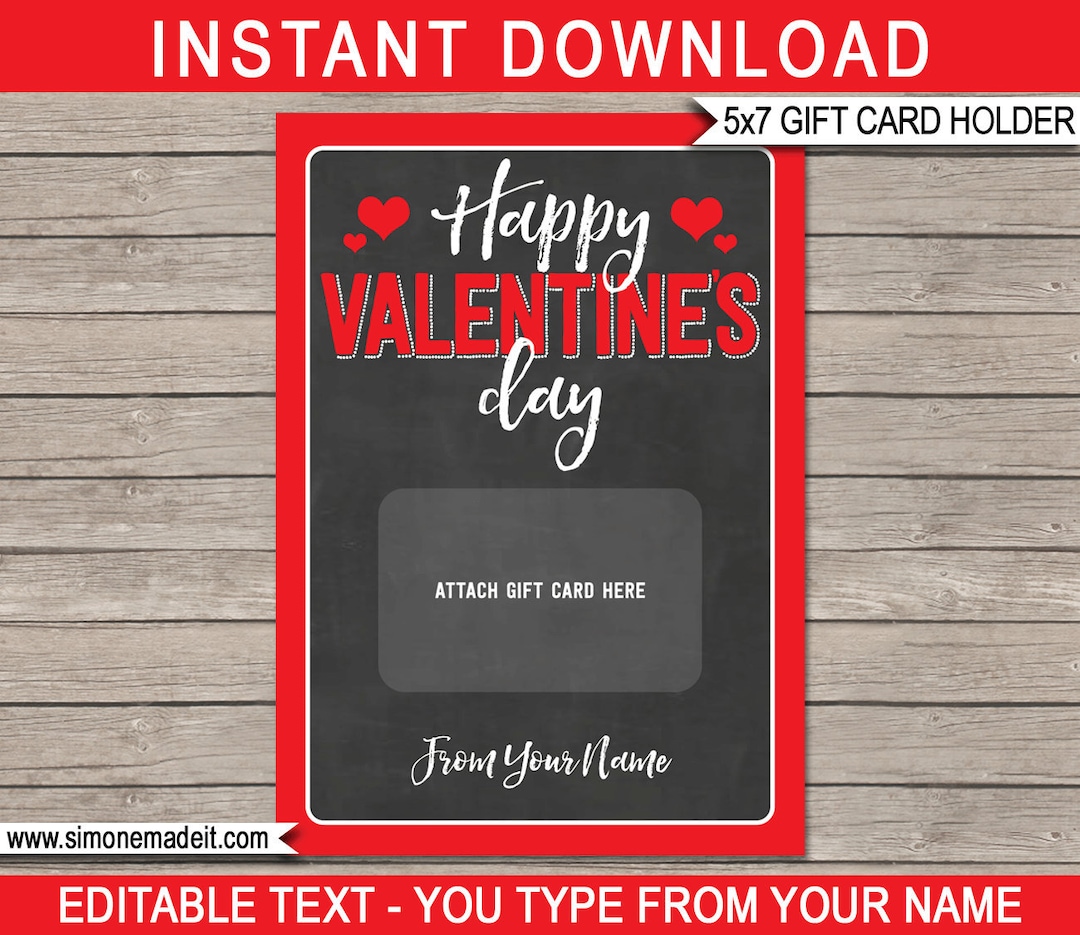 Printable Valentines Day Gift Card Holder Template - Last Minute Gift ...