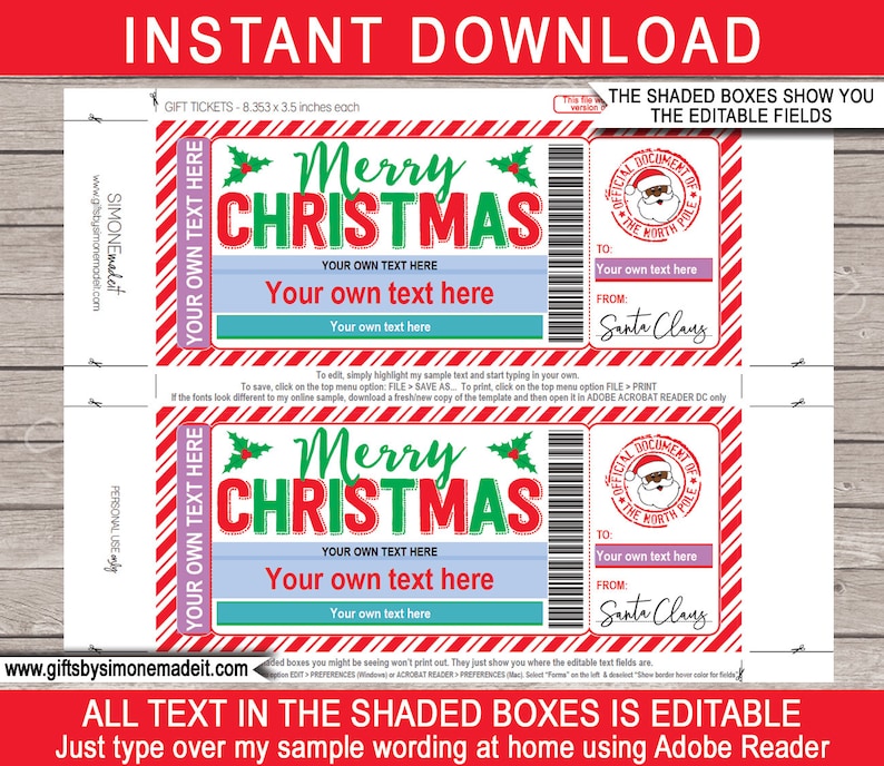 Black Santa Gift Card Template for Kids Printable Christmas - Etsy