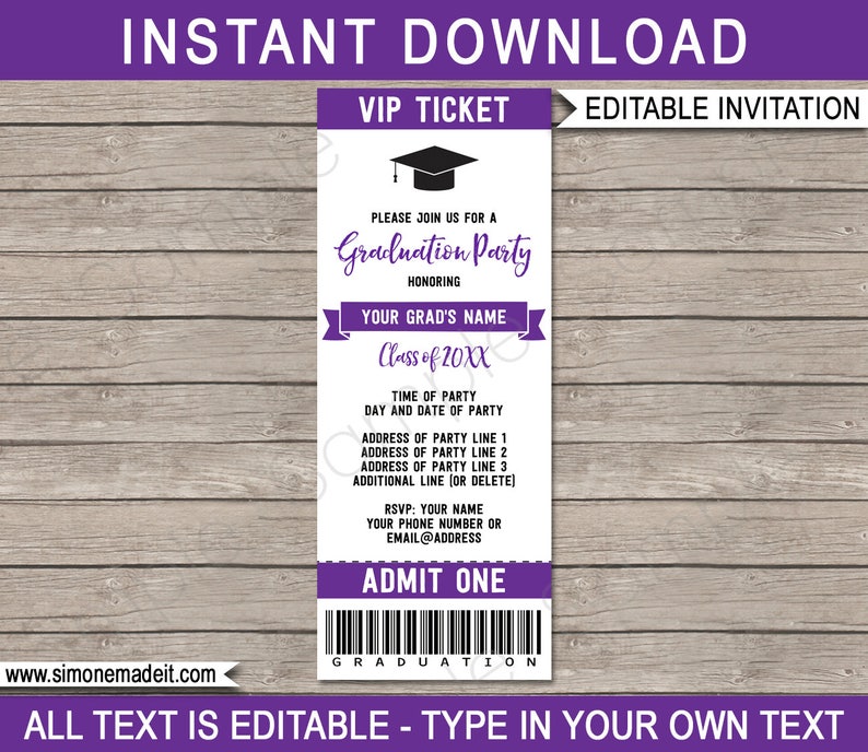 Graduation Ticket Invitation Graduation Party Grad Invite - Etsy