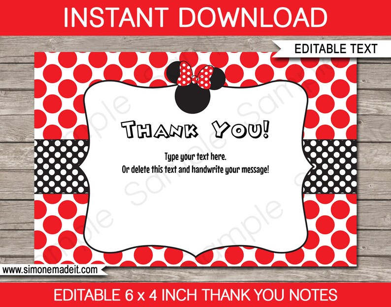 Red Minnie Mouse Printable Decorations & Invitation Template - Etsy