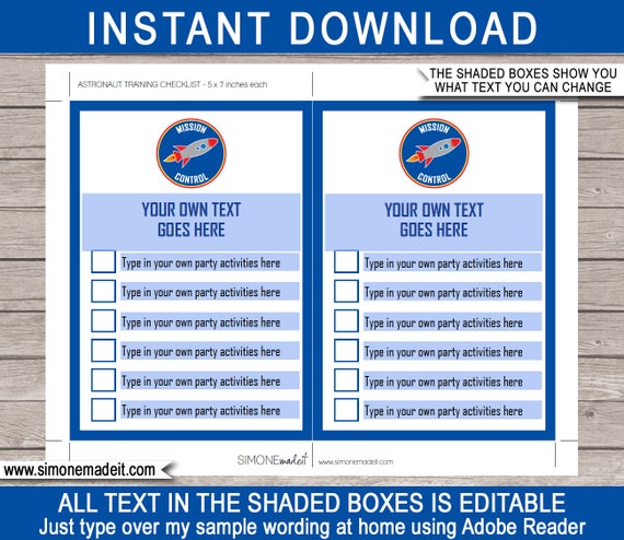Astronauts Checklist