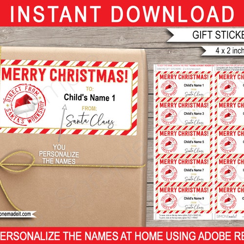 Printable Extra Large Gift Tag From Santa Instant Download - Etsy